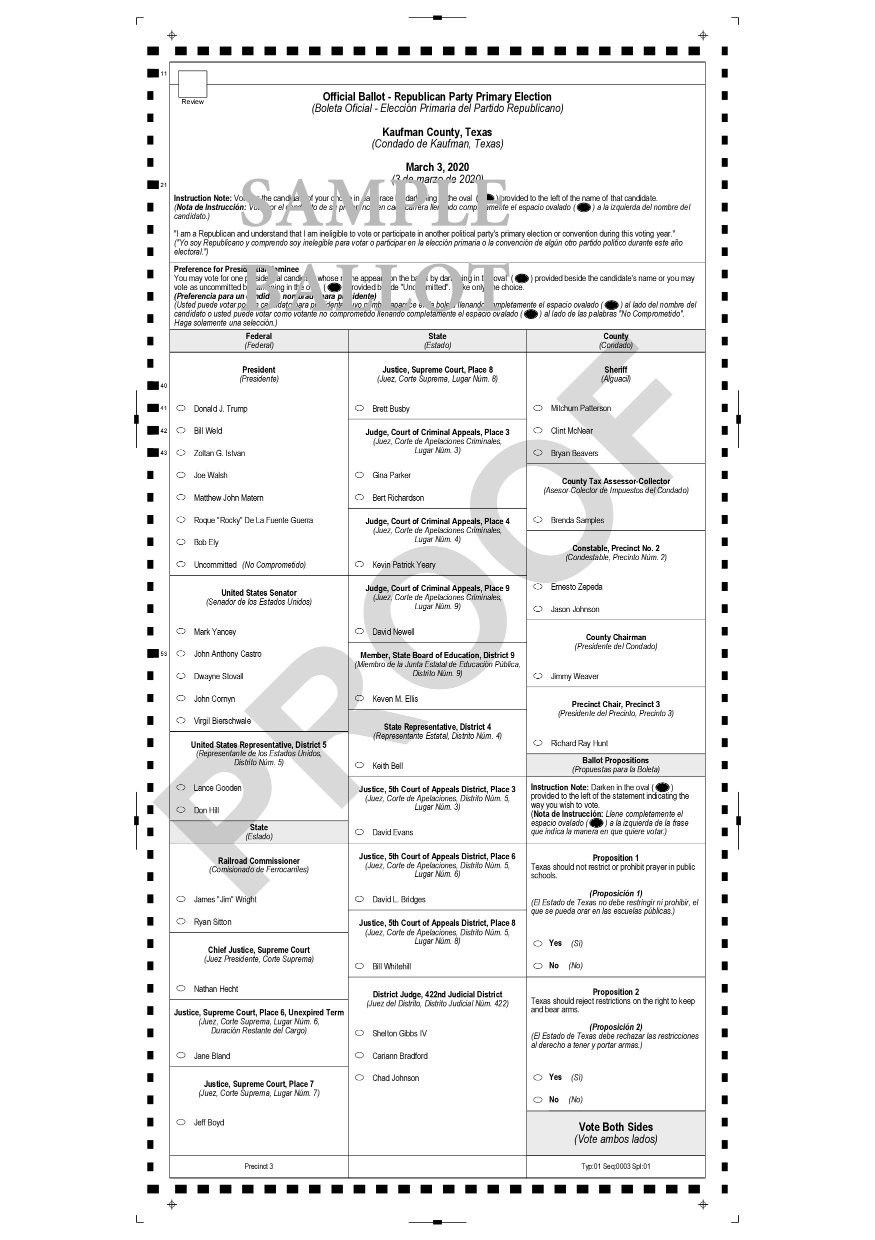 2020 Mar 03 Primary Elections Forney Votes